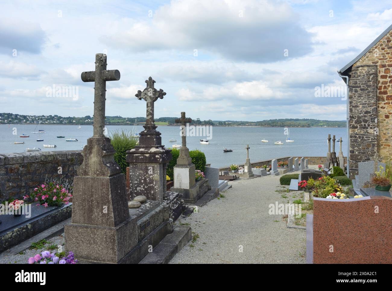Landevennec, Bretagne, France Marine Cemetery with view on the water ...