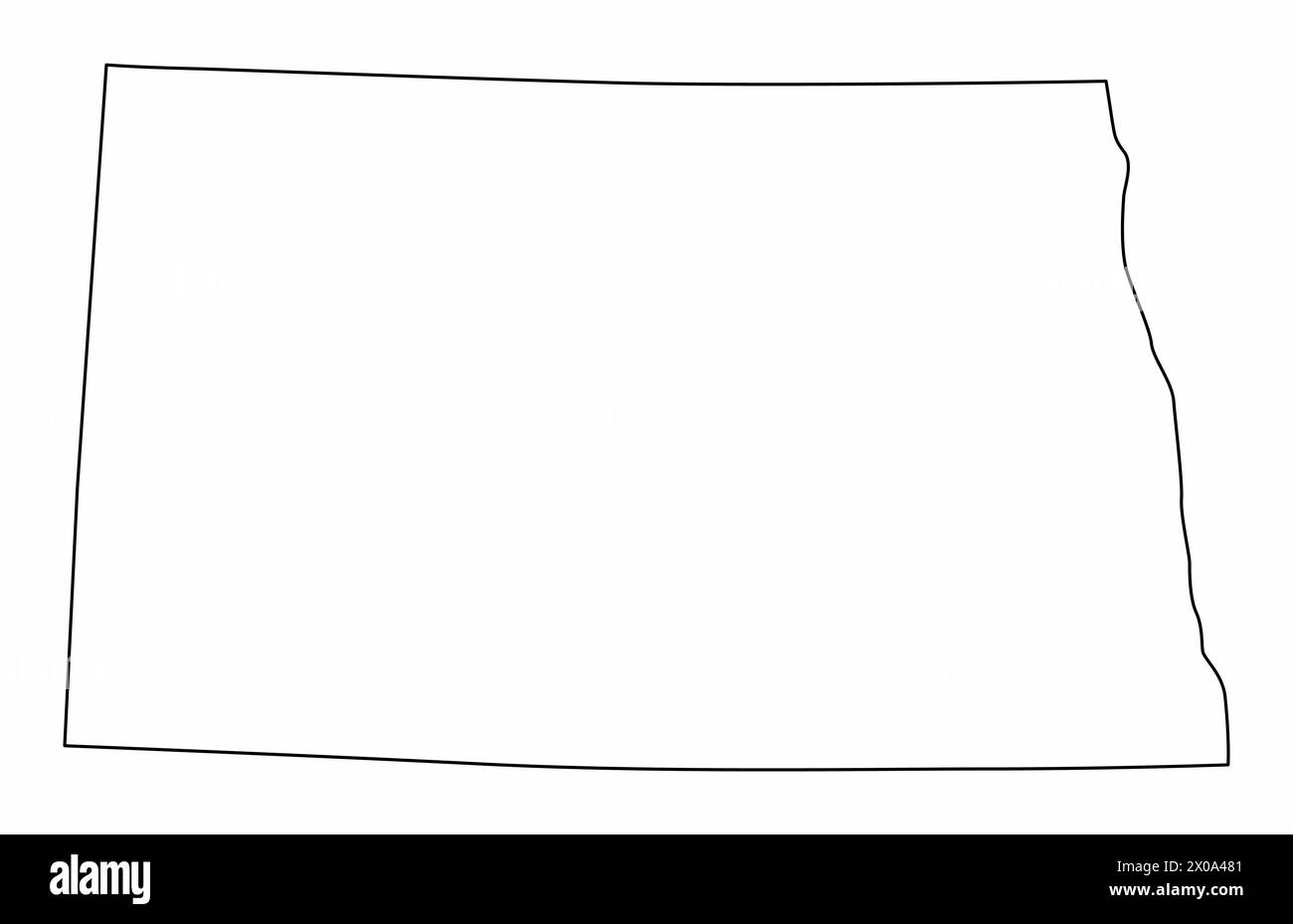 North Dakota State outline map isolated on white background Stock ...