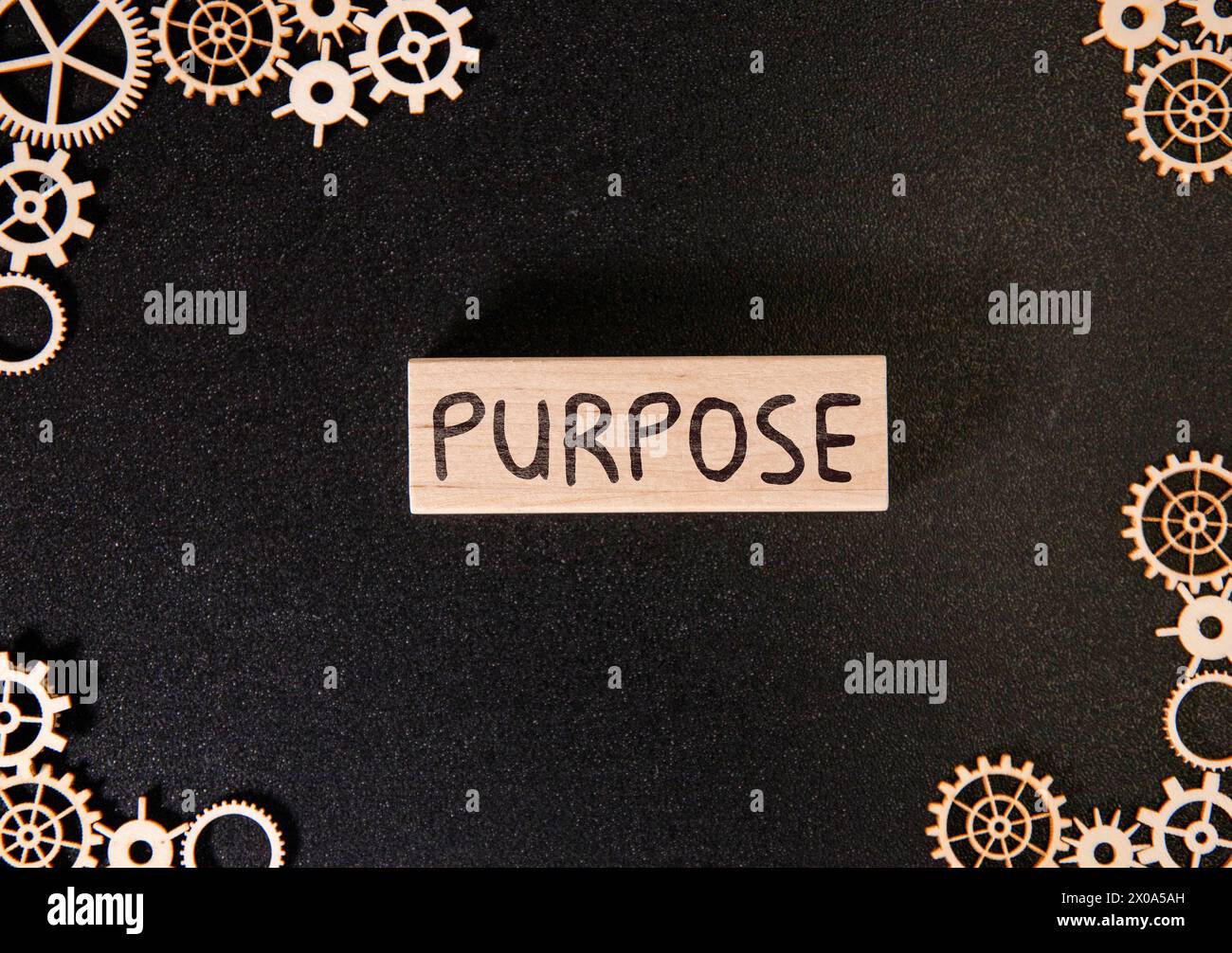 Purpose Word In Wooden Cube Stock Photo - Alamy