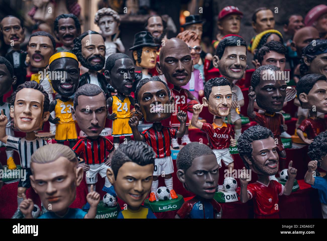 Nativity figures and famous people from Naples, Italy Stock Photo - Alamy