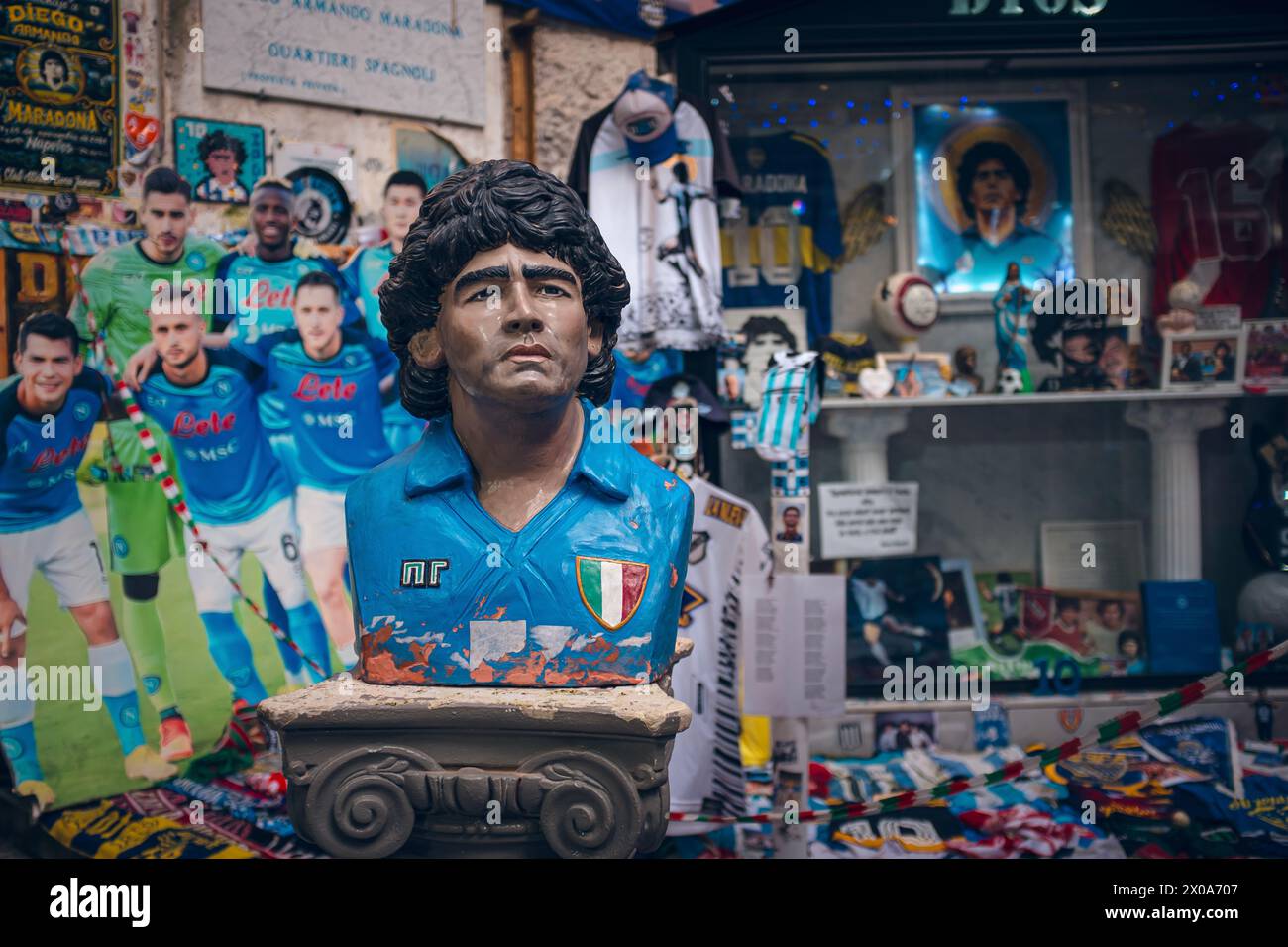Bust or sculpture of Diego Armando Maradona and the Sanctuary of Diego ...