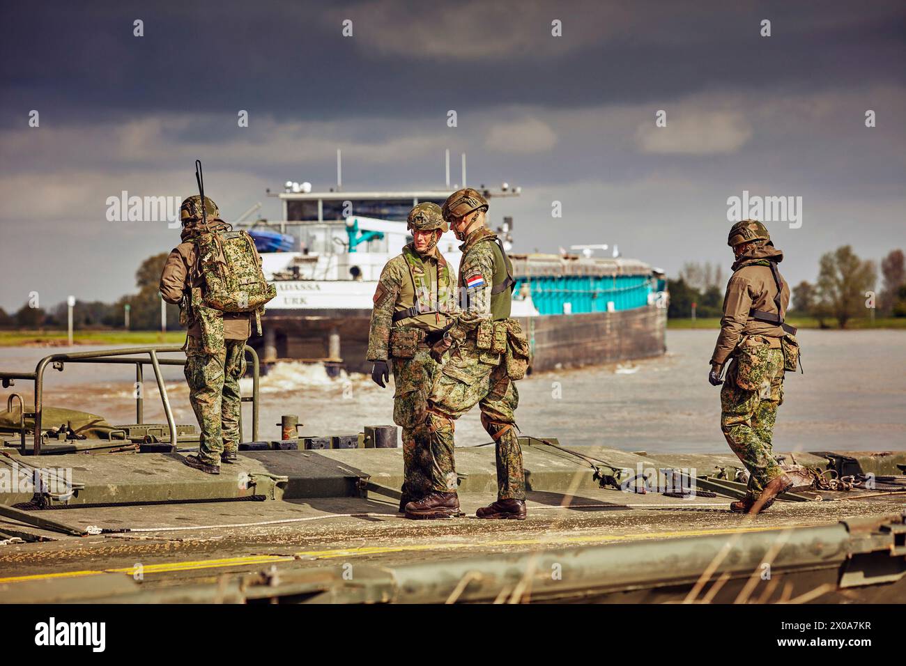 The Dutch army clears the waterway on the IJssel River (between Welsum ...