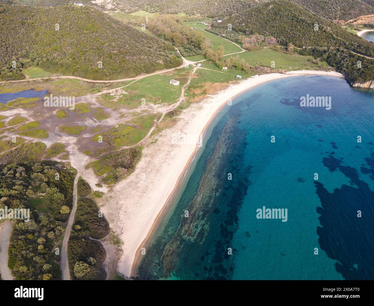 Amazing view of Sithonia coastline near Azapiko North Beach, Chalkidiki ...