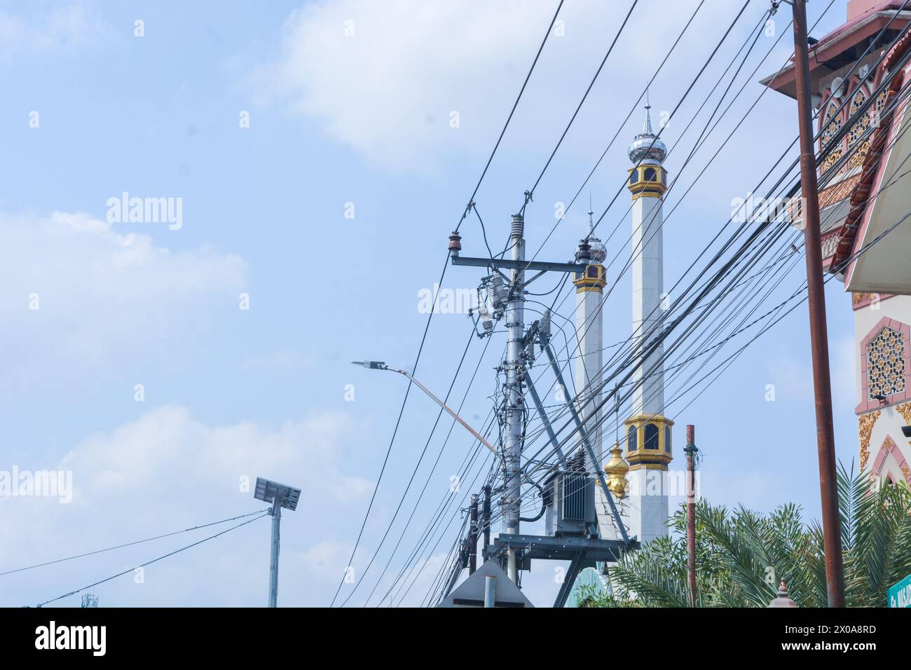Black box silhouette and cable reel. Internet box or splitter box with ...