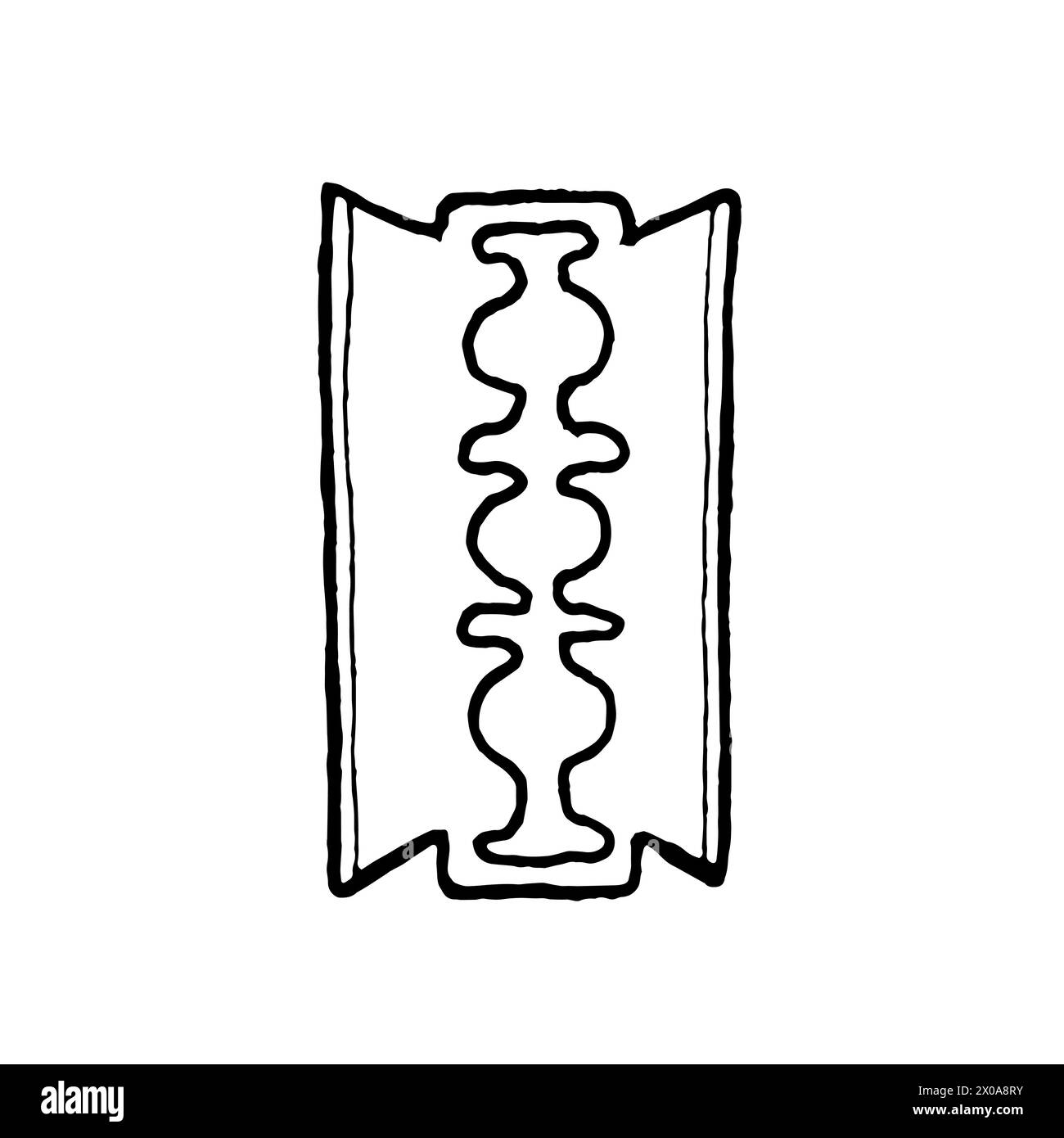 Razor blade doodle illustration. Hand Drawn disposable shaver tool ...