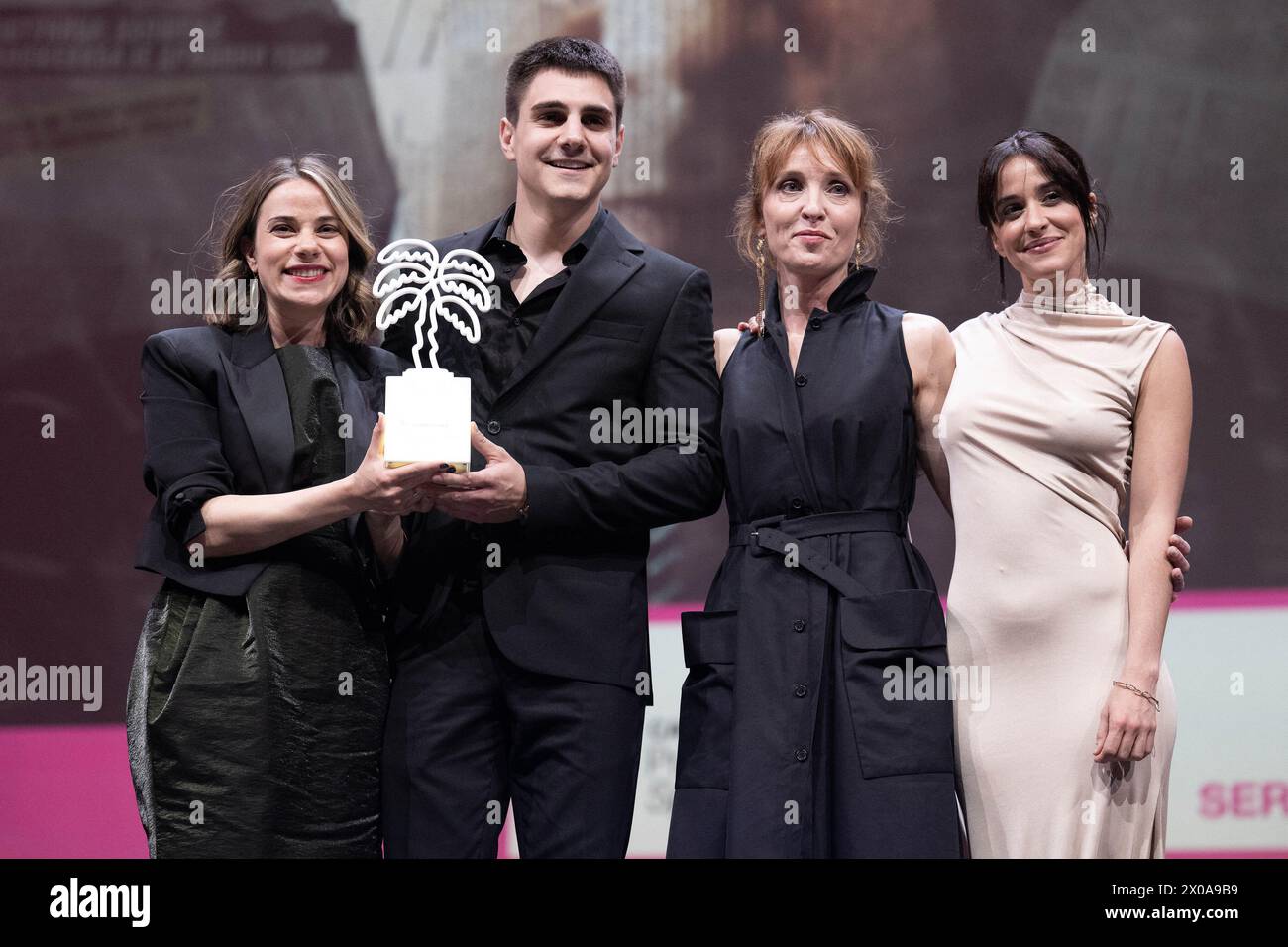 Cannes, France. 11th Apr, 2024. Mila Gojkovic and Lazar Tasic receive ...