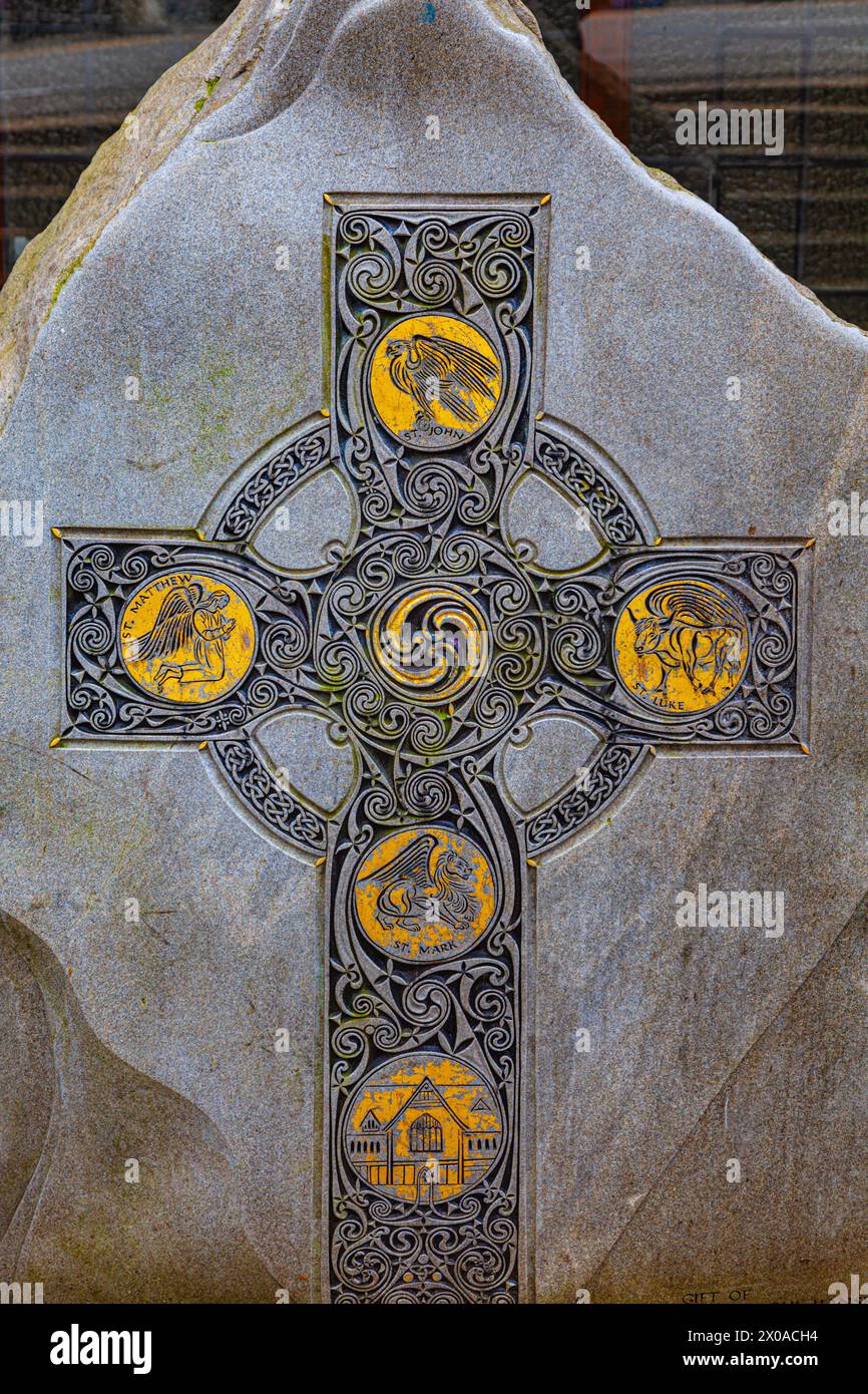 Cross engraved into the face of a granite slab at Christ Church ...