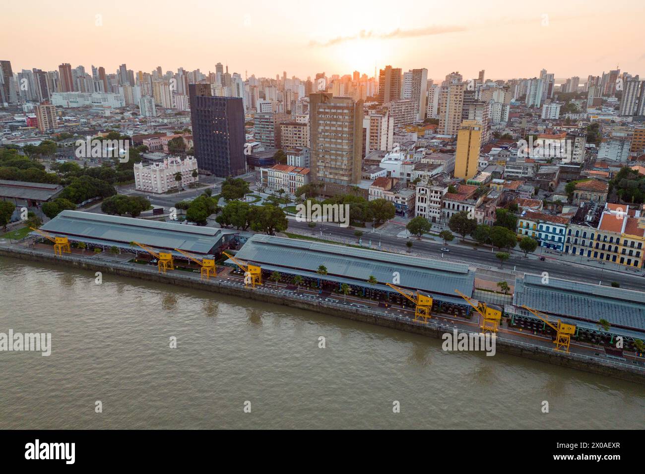 Aerial View of Docks Station Famous Area in Belem City on Sunrise Stock ...