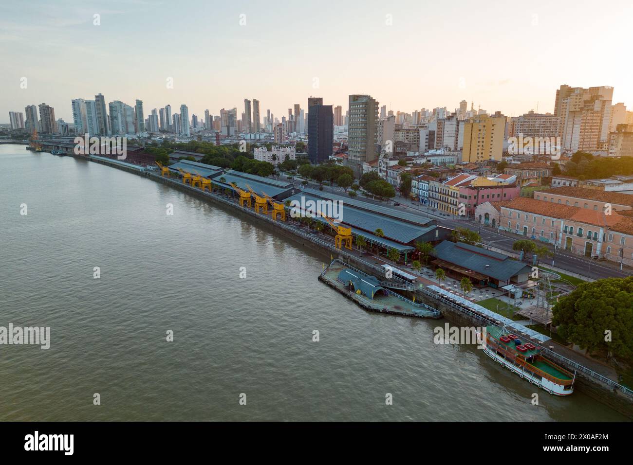 Aerial View of Docks Station Famous Area in Belem City on Sunrise Stock ...