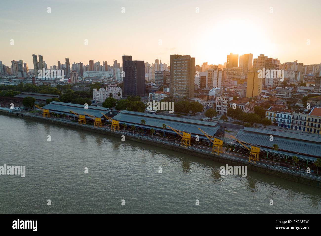 Aerial View of Docks Station Famous Area in Belem City on Sunrise Stock ...