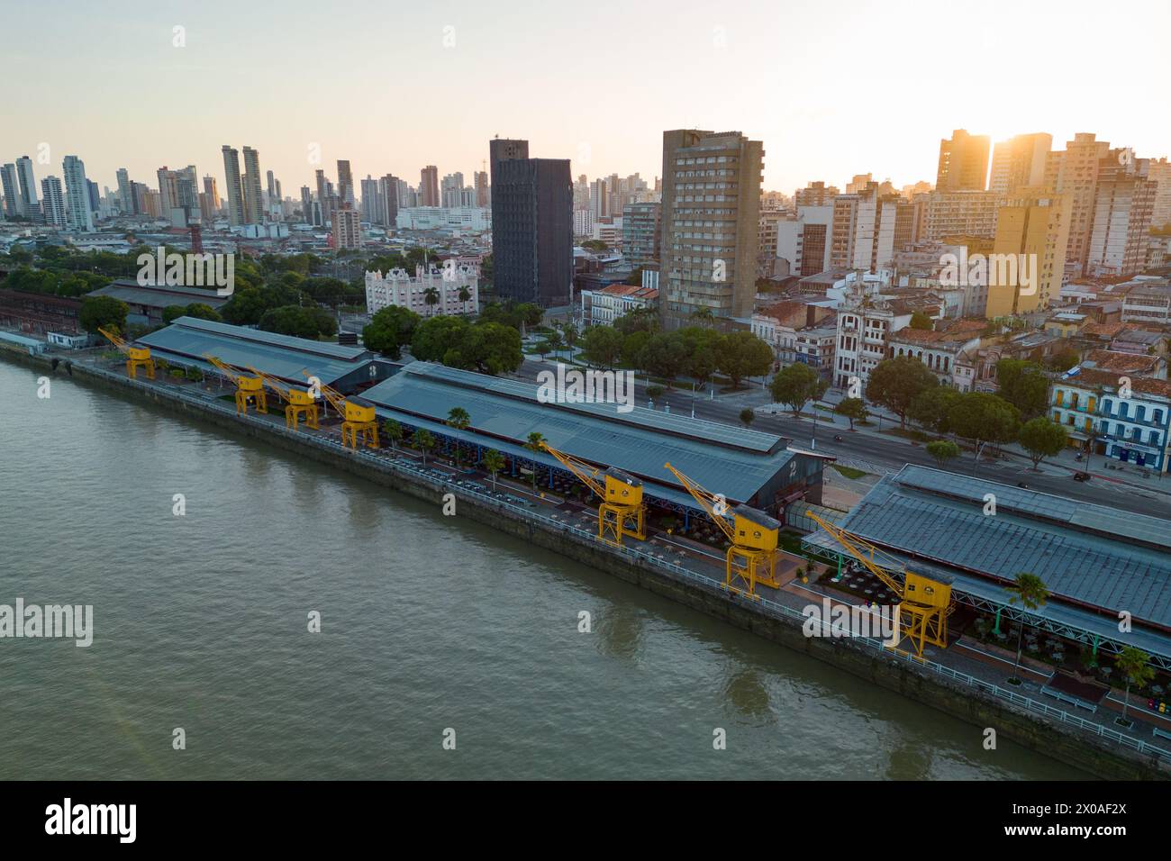 Aerial View of Docks Station Famous Area in Belem City on Sunrise Stock ...