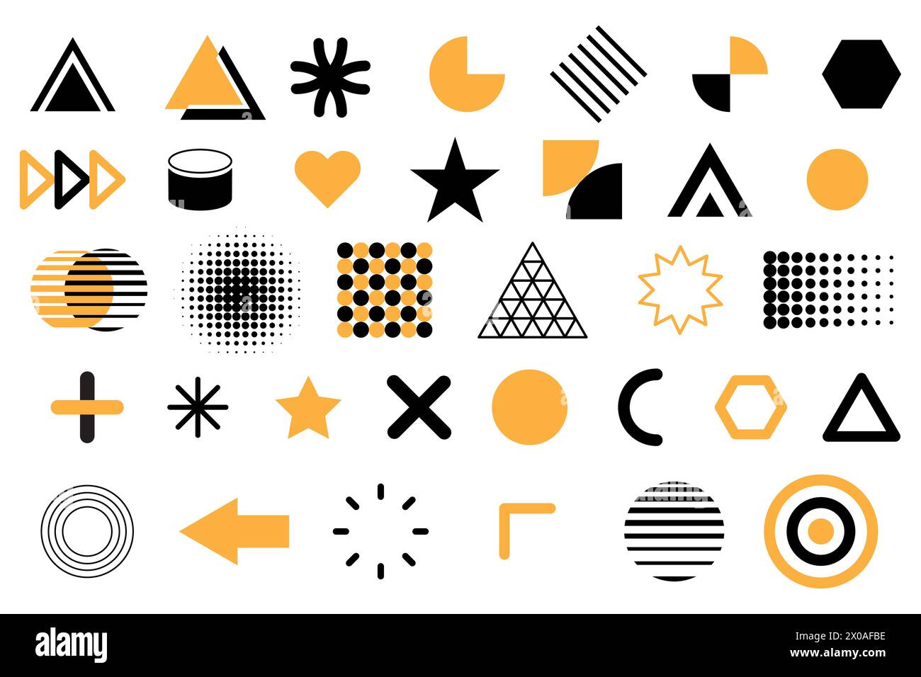 Assorted geometric shapes. Black and yellow design elements. Bold ...