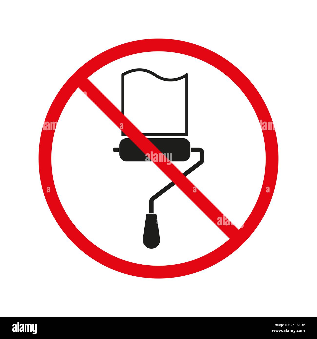 No paint sign. Roller brush prohibition. Painting forbidden. Vector ...
