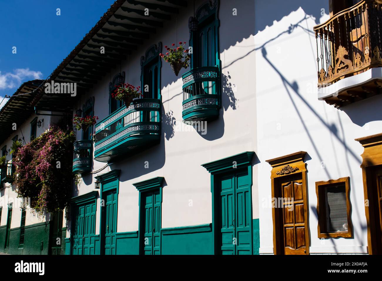 Beautiful facade of the houses at the historical downtown of the ...