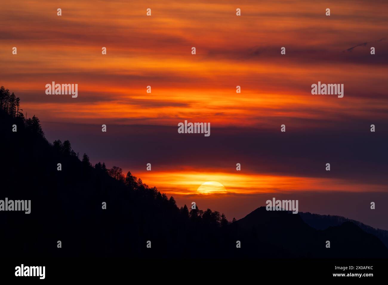 Dramatic sunset from Ben Morton Overlook, Great Smoky Mountains ...