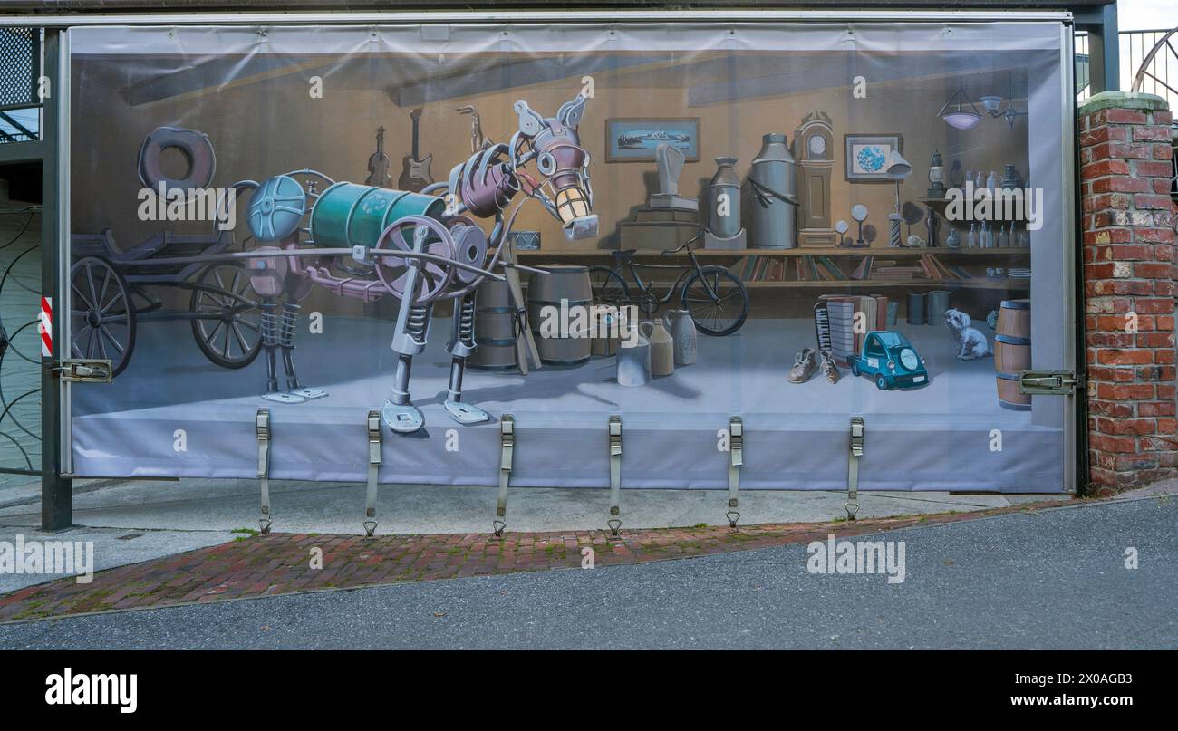 Queenstown, New Zealand- 3 April, 2024: The garage door mural in ...