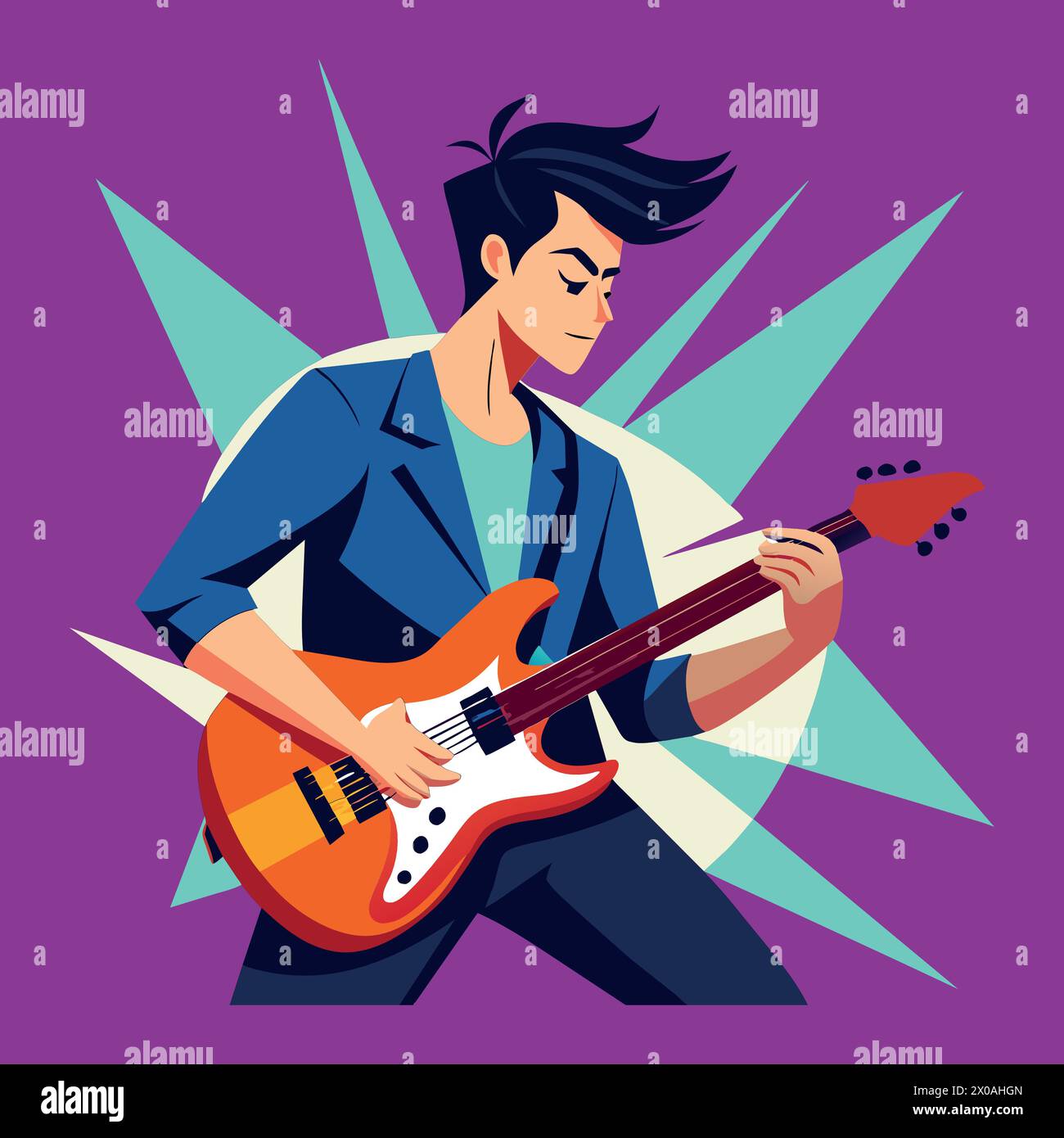 Awesome guitarist musician full color vector art Stock Vector Image ...