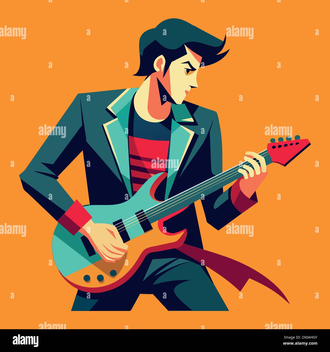 Super guitarist musician full color vector art Stock Vector Image & Art ...