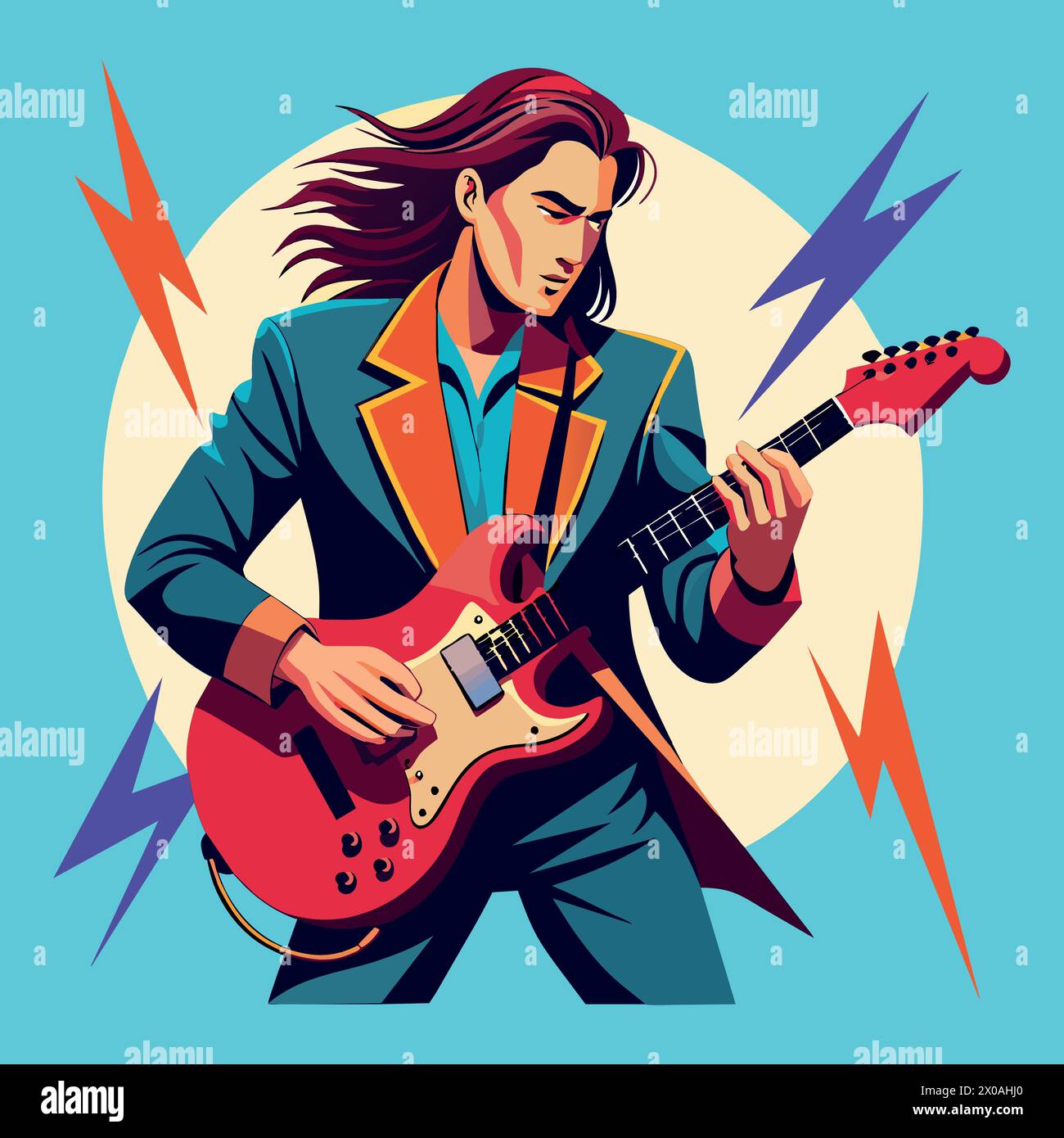 Beautiful guitarist musician full color vector art Stock Vector Image ...