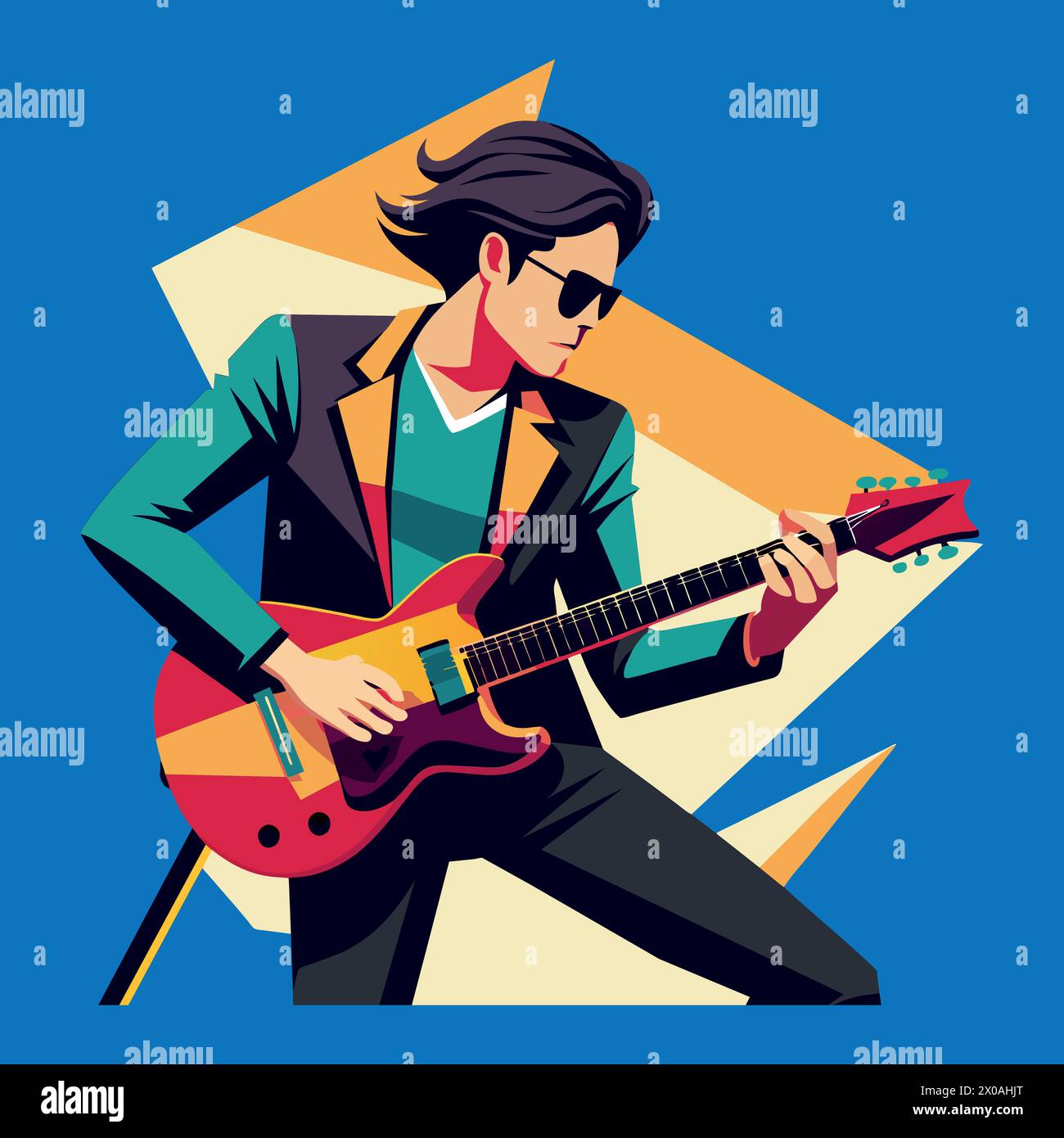 Amazing guitarist musician full color vector art Stock Vector Image ...