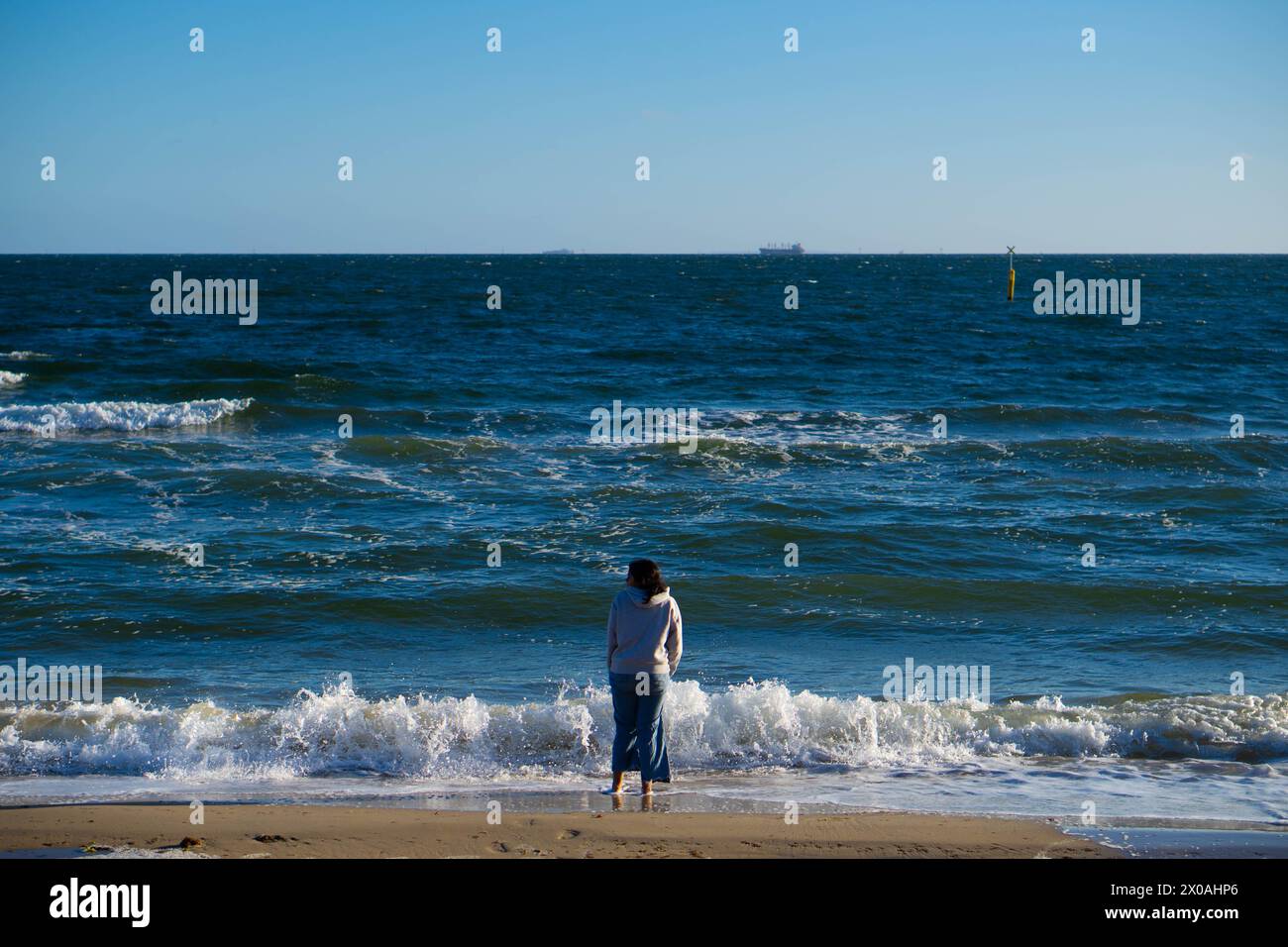 Sunset hunting at st kilda beach Stock Photo - Alamy