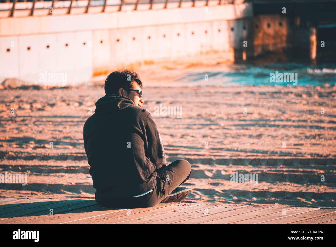 Sunset hunting at st kilda beach Stock Photo - Alamy