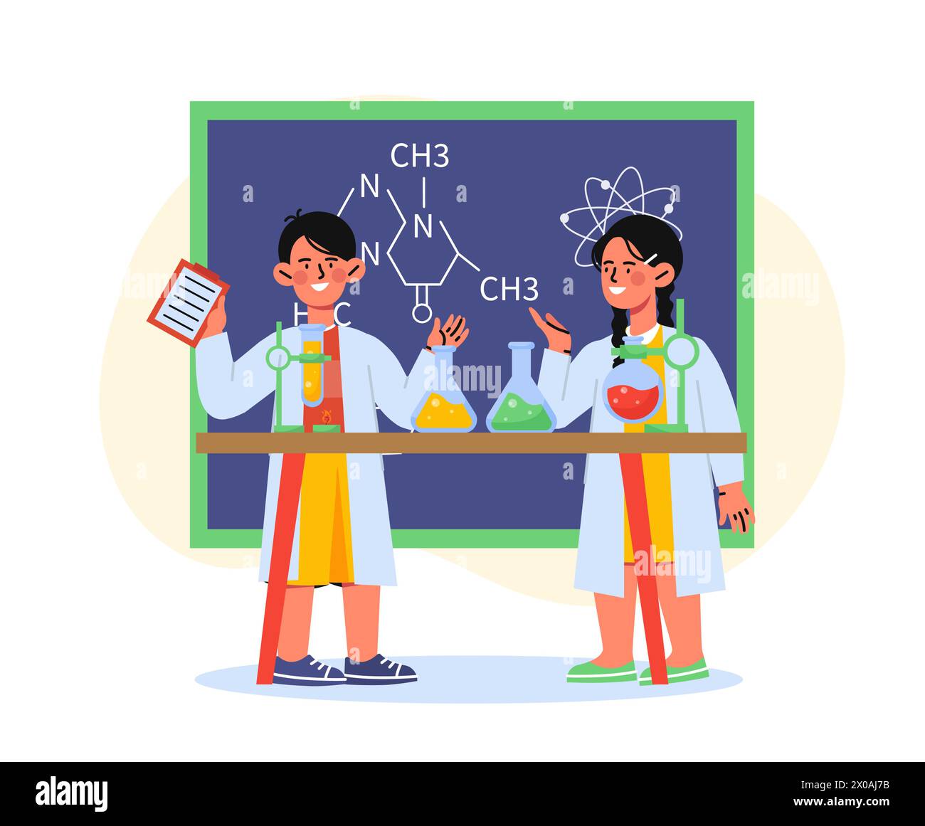 Chemistry children vector concept Stock Vector Image & Art - Alamy