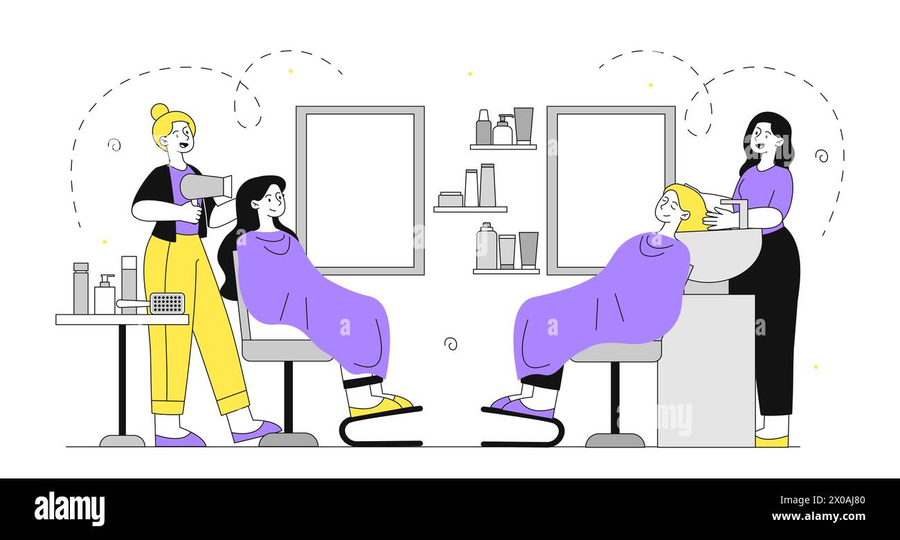 Hairdresser salon vector linear Stock Vector Image & Art - Alamy