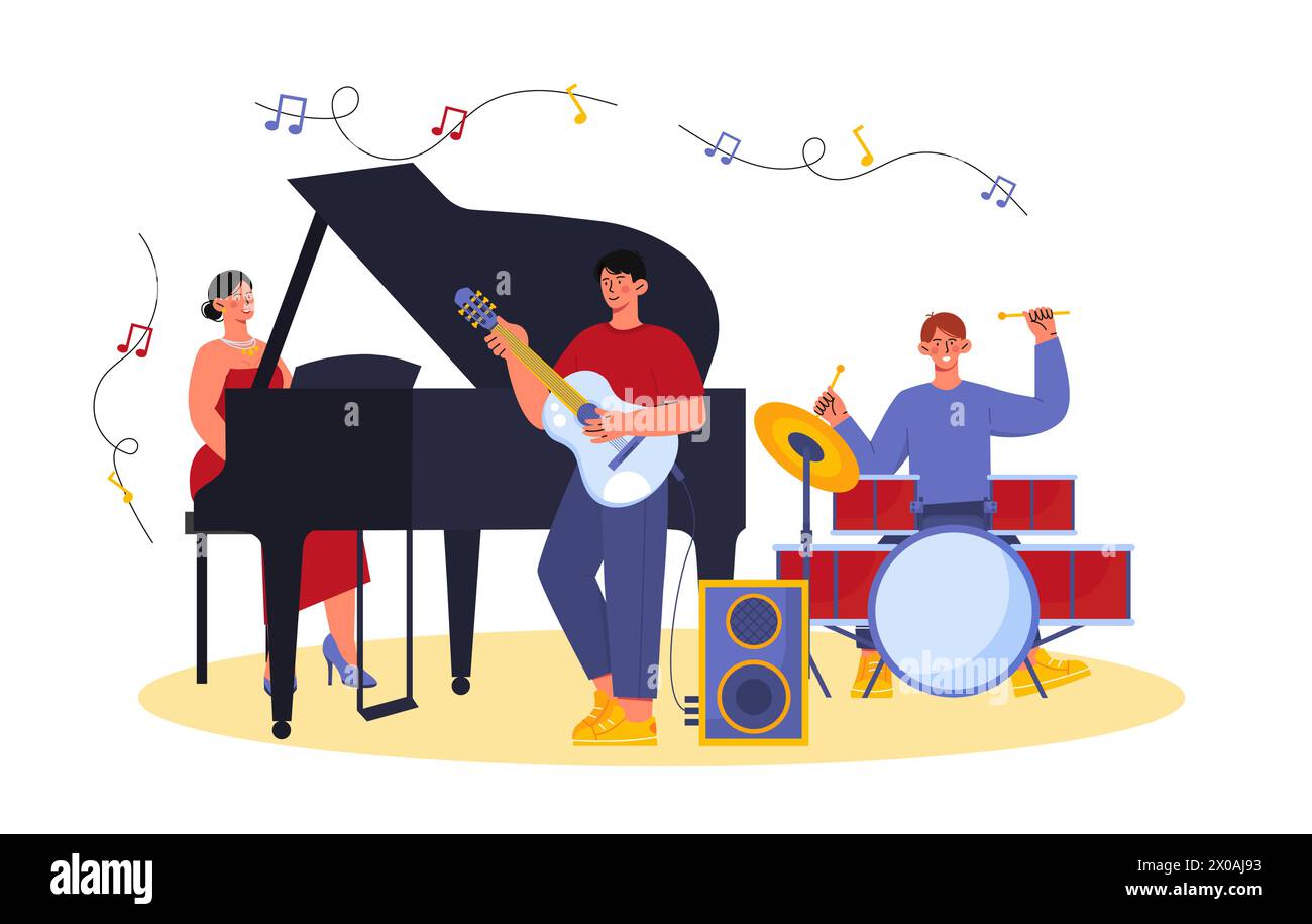 Musician band performing at scene vector Stock Vector Image & Art - Alamy