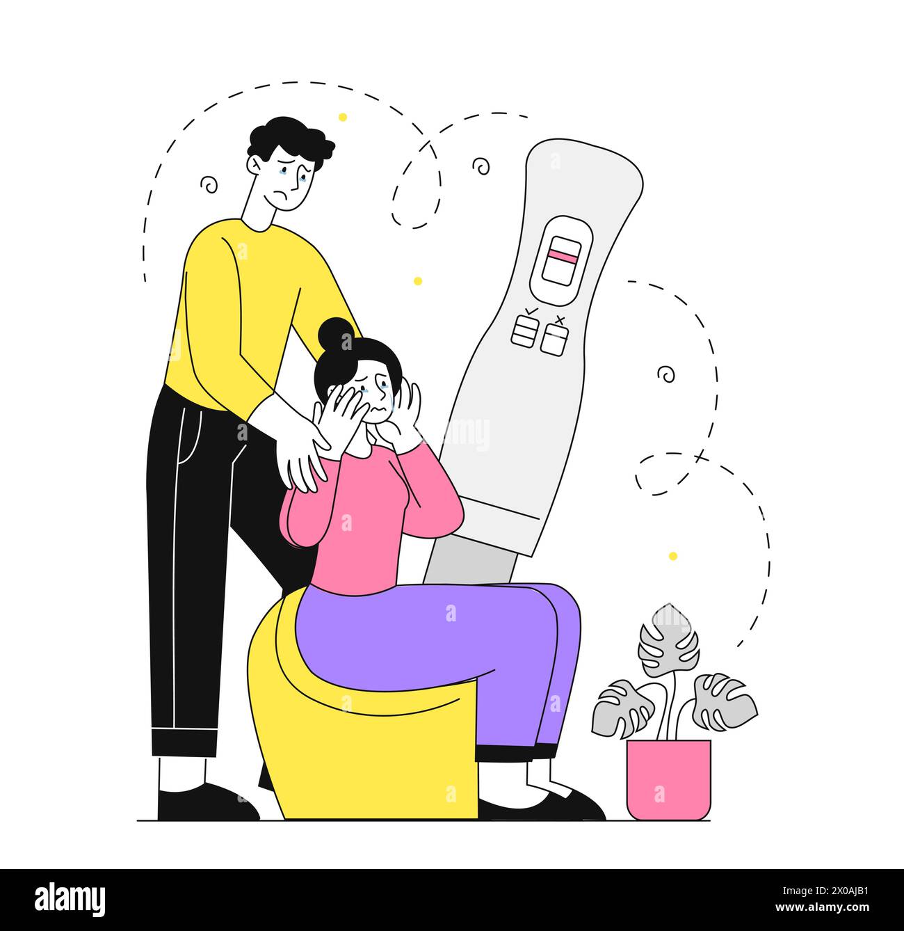 Upset couple with negative test vector linear Stock Vector Image & Art ...