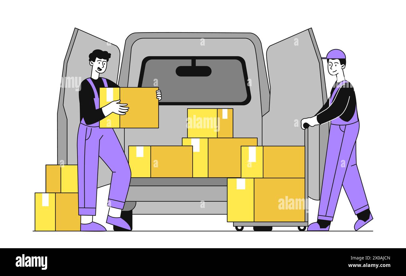 Vehicle goods unloading Stock Vector Images - Alamy