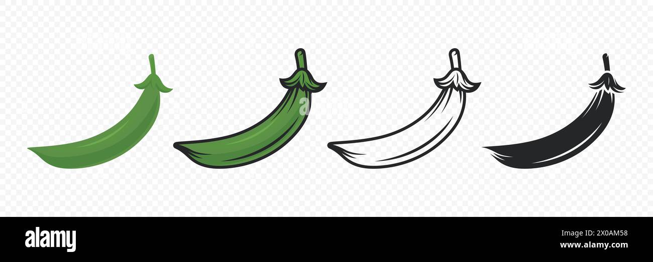 Vector Pea Pod Icon. Cartoon Green Peas Design Template, Clipart. Green ...