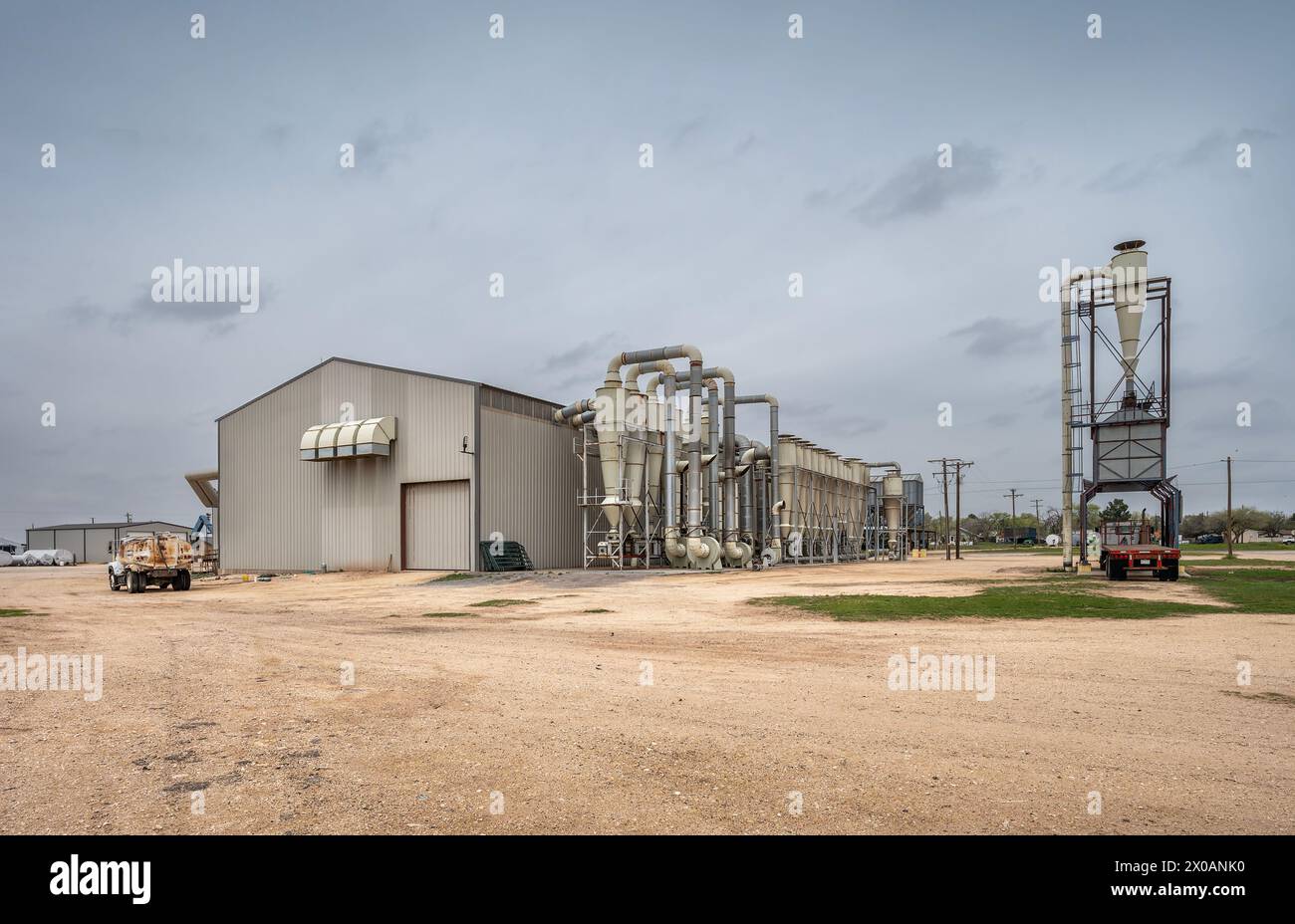 Metal building and equipment at a cotton gin in the town of Welch ...