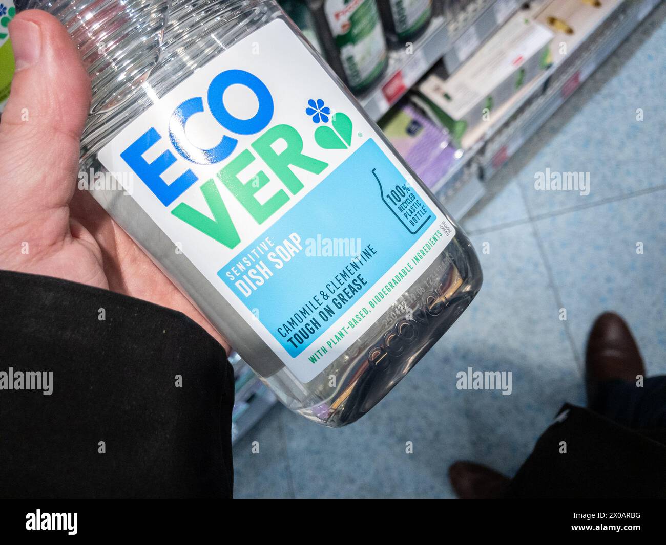 Picture of a bottle with the logo of Ecover taken in a supermarket of ...