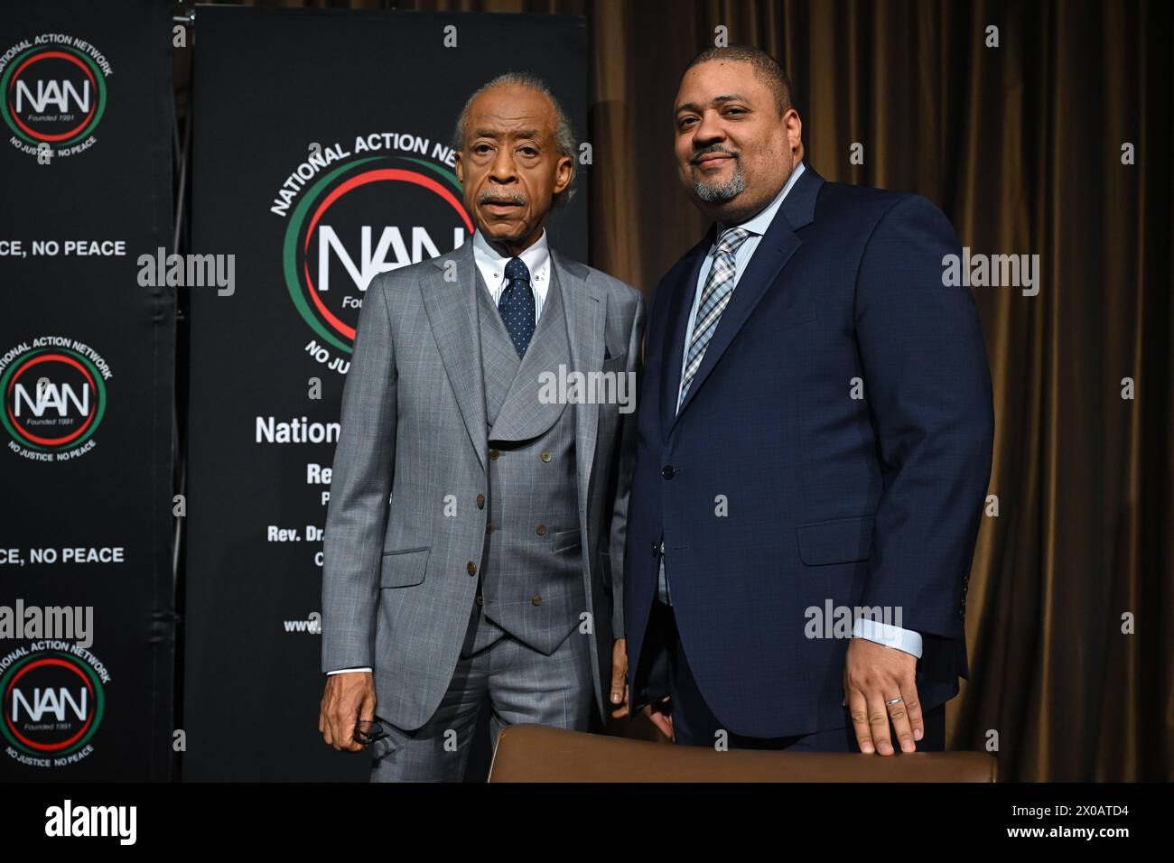 Rev. Al Sharpton and District Attorney Alvin Bragg speak during the ...