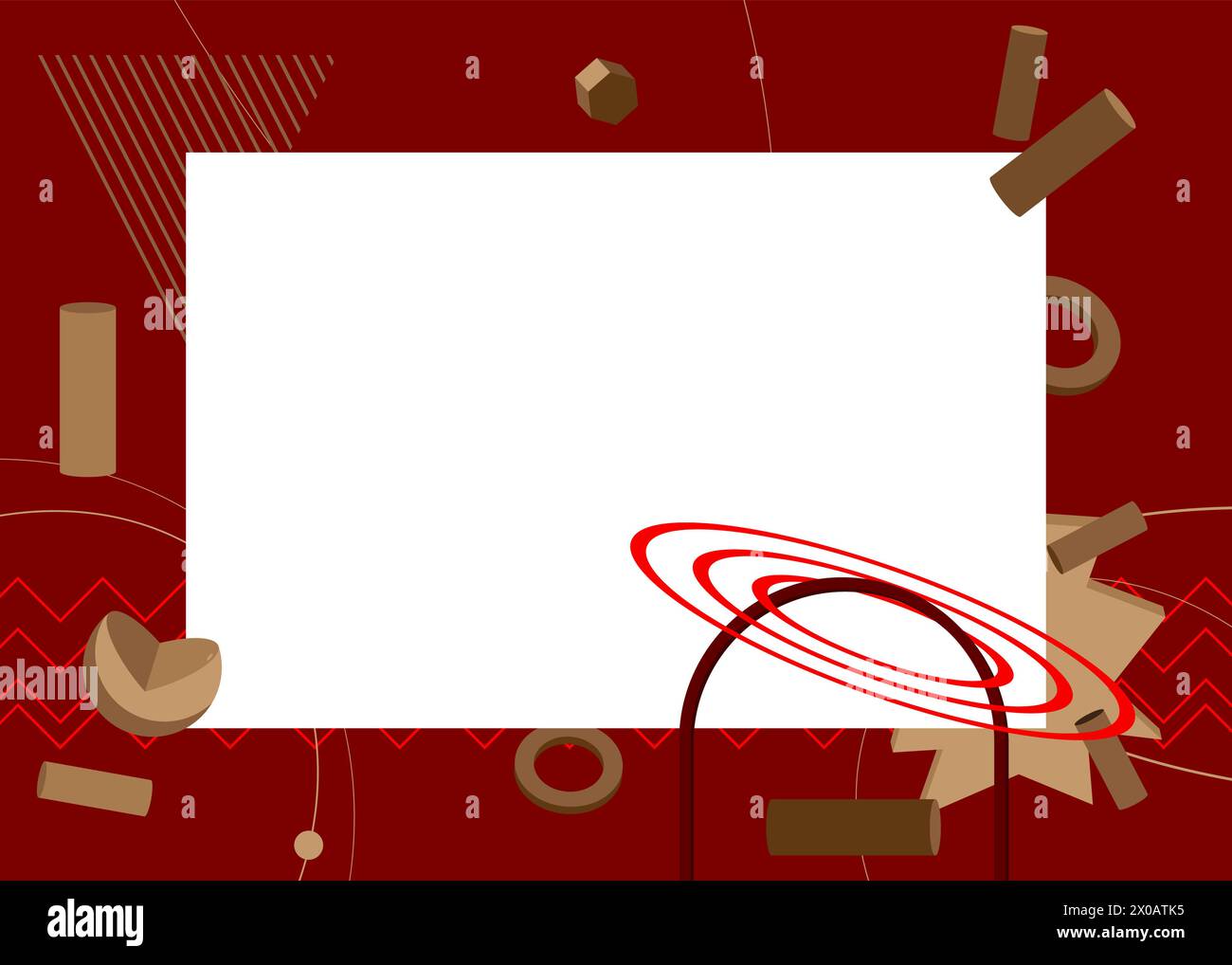 Red, Brown geometrical graphic retro theme background with place for ...