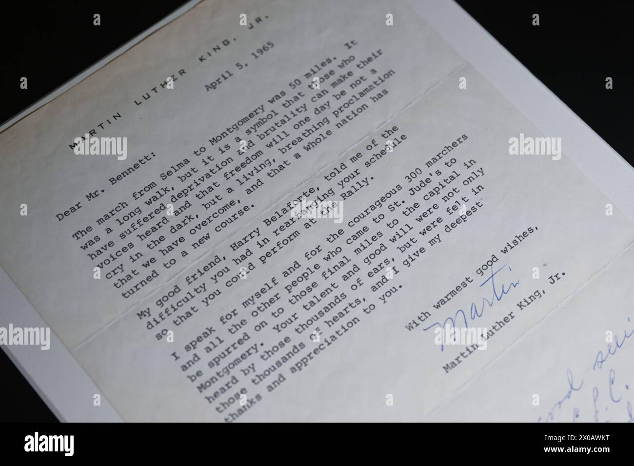 Martin Luther King Jr. Signed 1965 Thank You Letter on display during ...