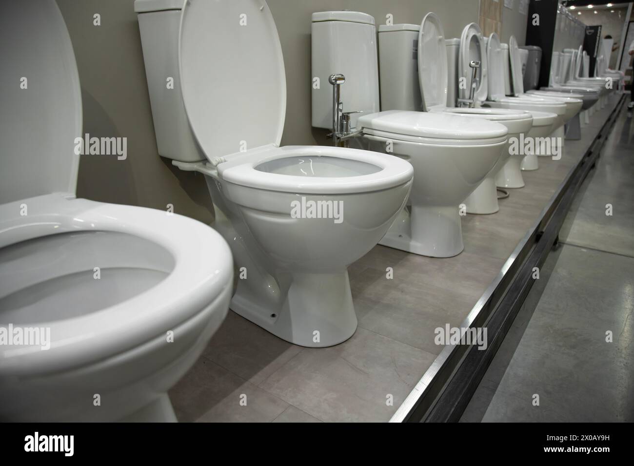 Samples of modern sanitary ware for the toilet. New modern toilet in ...