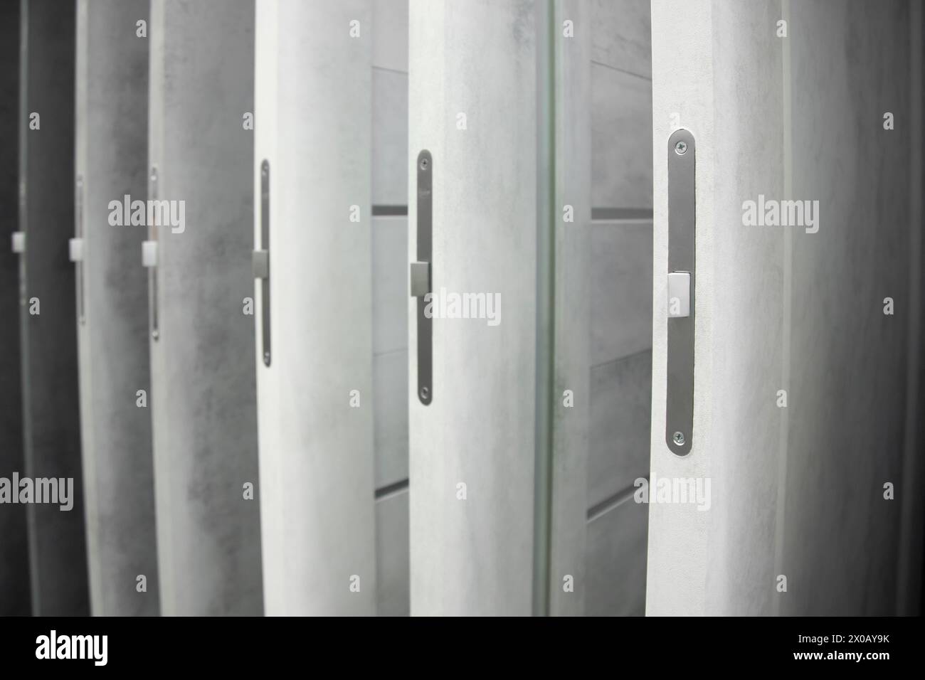 different doors in the hardware store . Soft focus Stock Photo - Alamy