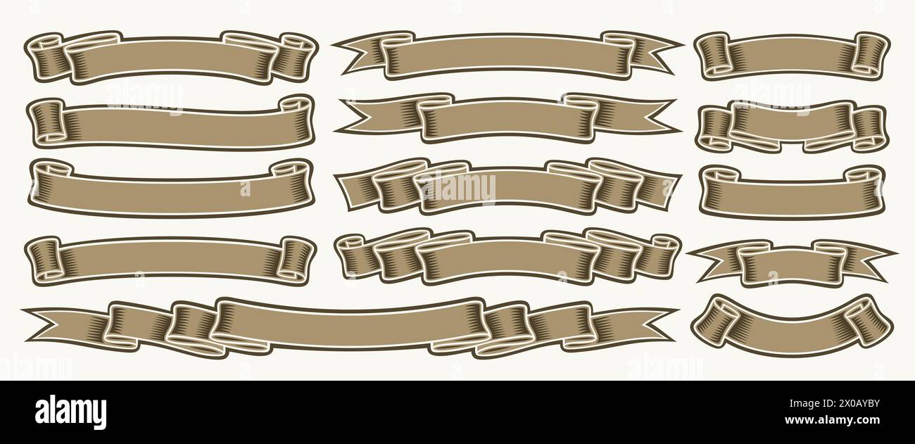 Vector Ribbon Banners Set, collection of isolated illustrations ...