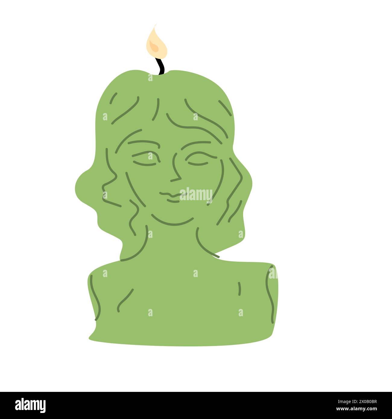 Hand drawn hand made candle - portrait of woman. Vector illustration ...