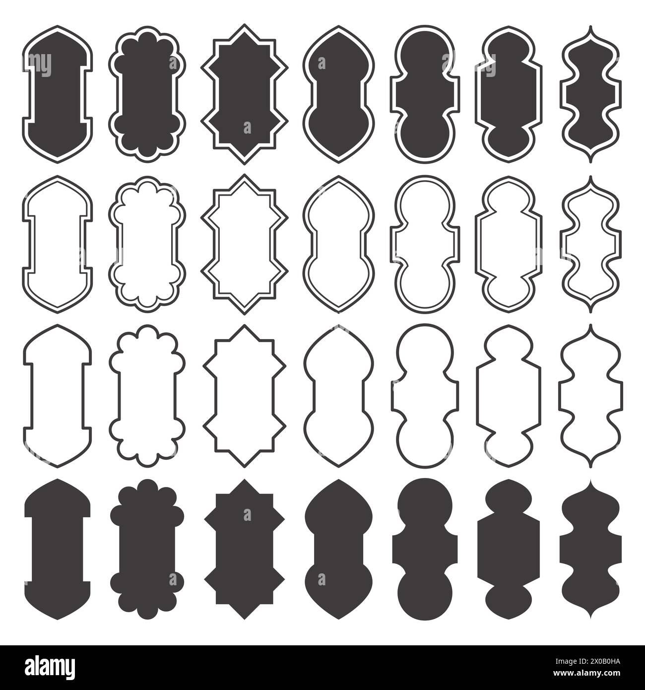 Ramadan frame shapes set. Indian window design. Turkish Islamic arch ...