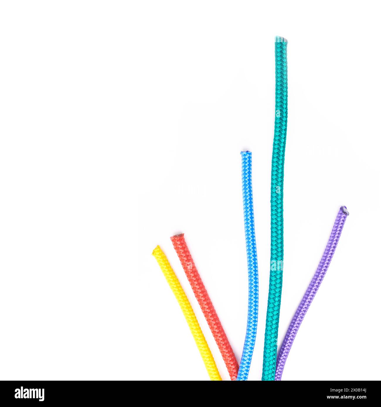 Color, rope and textile string on background, mock up or space with ...