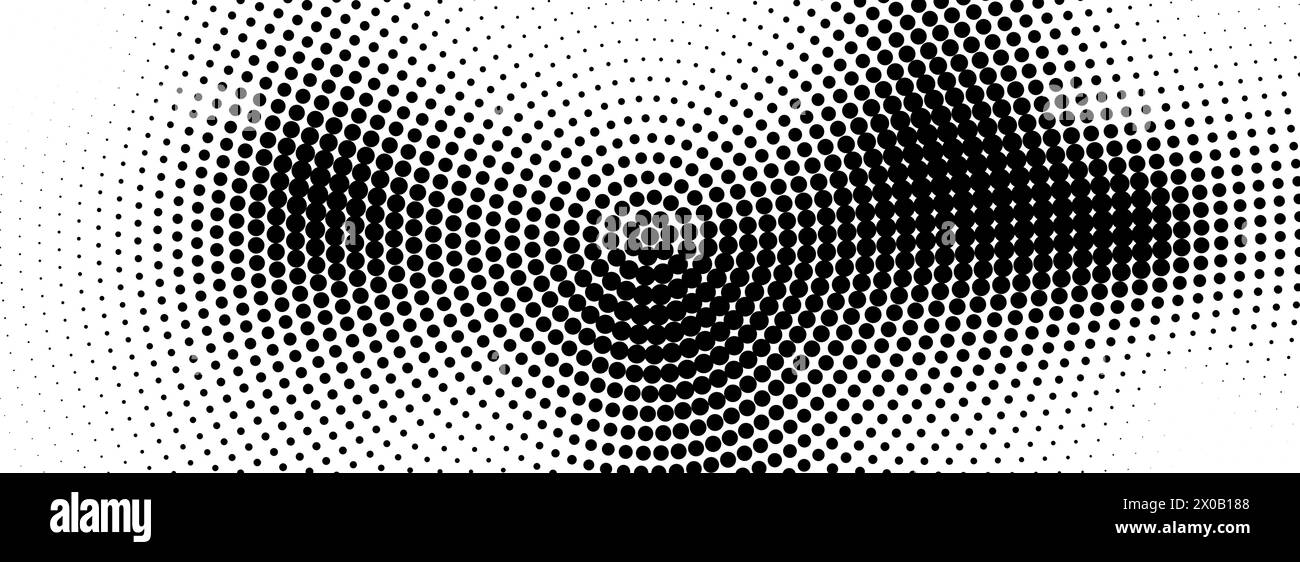 Radial halftone grunge fading texture. Vanishing dotted circle line ...