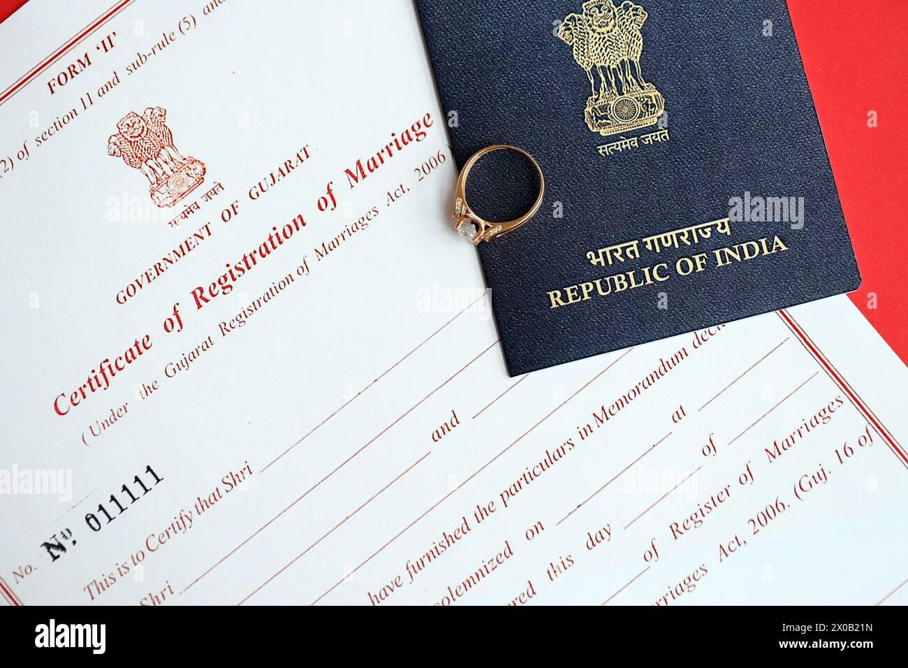 Indian Certificate of registration of marriage blank document and ...