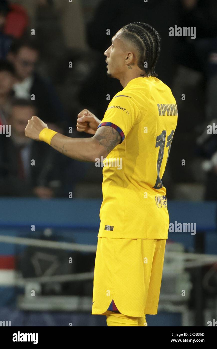 Raphinha of Barcelona celebrates his goal during the UEFA Champions ...