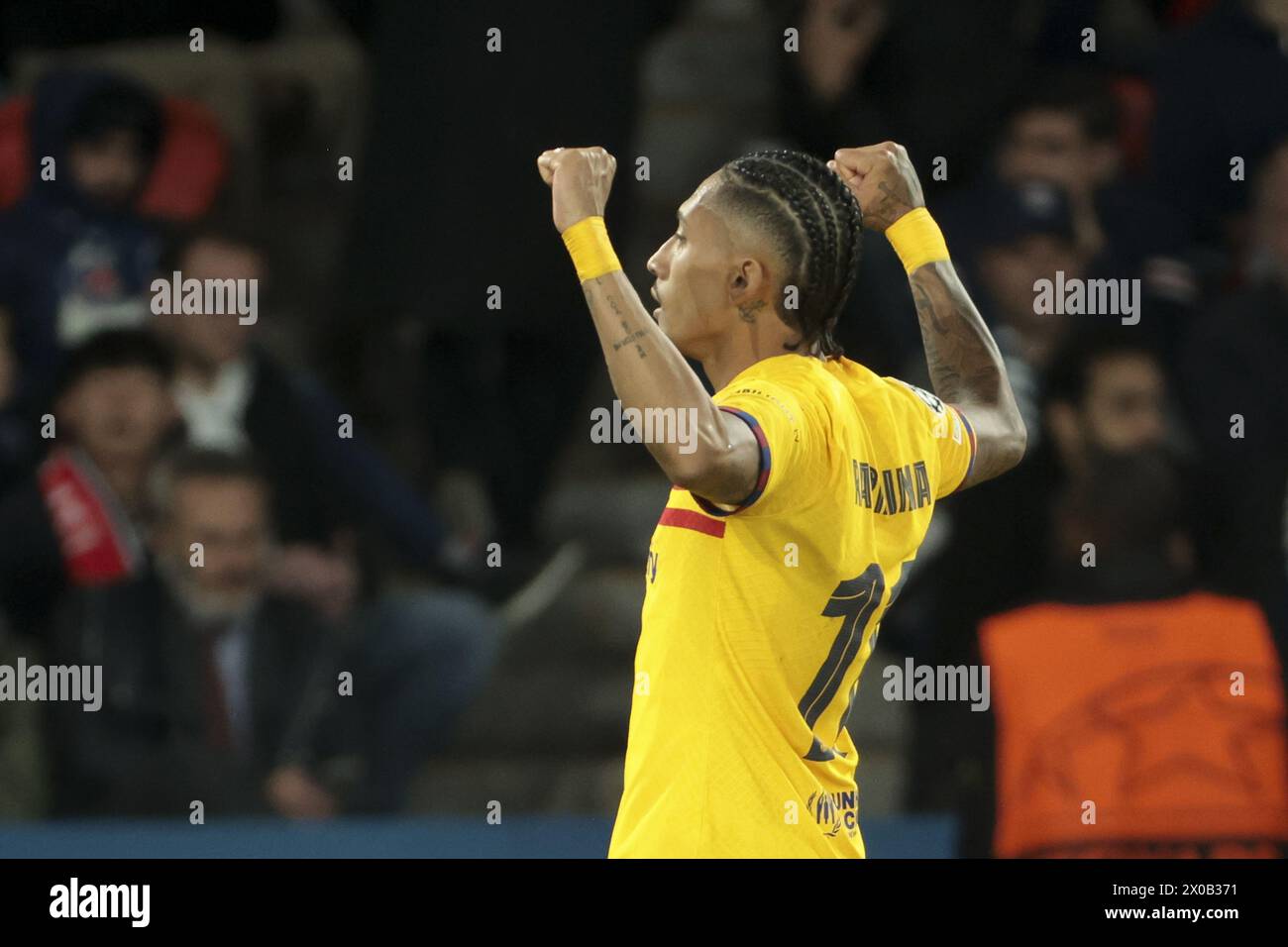 Raphinha of Barcelona celebrates his goal during the UEFA Champions ...