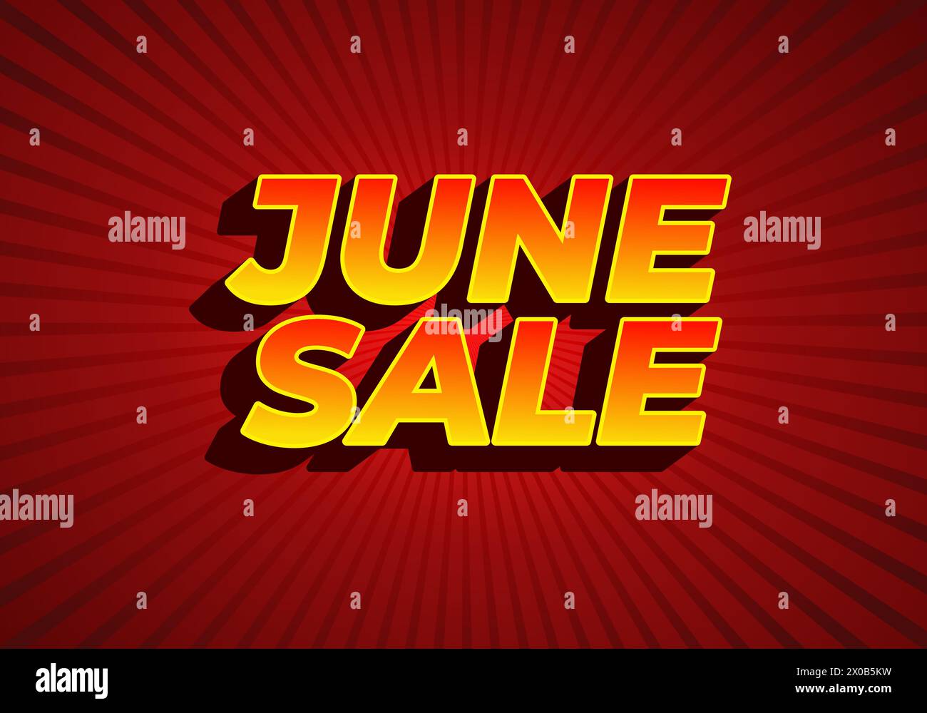 June sale. Text effect design in 3 dimensions style with eye catching ...