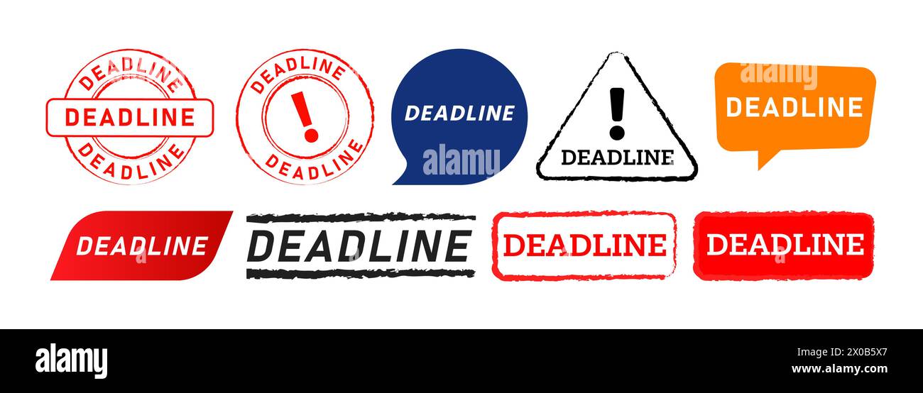 deadline rectangle circle stamp and speech bubble label sticker sign ...