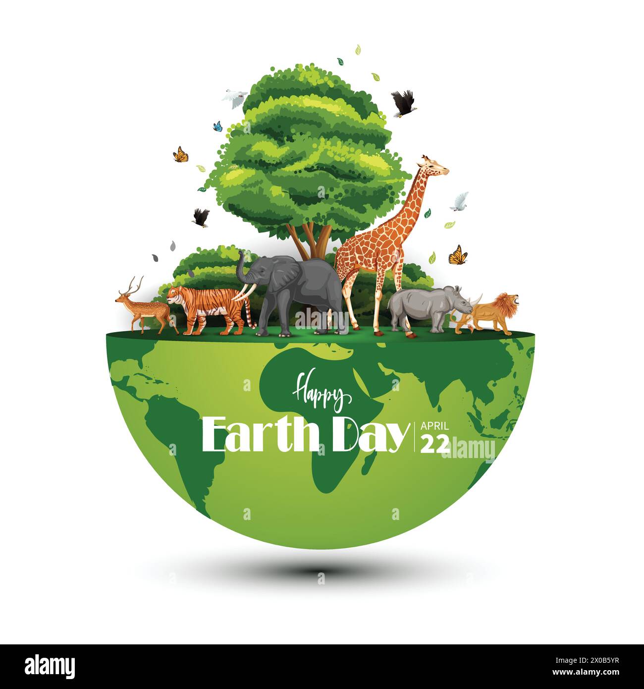 Animals in forest, Creative design world environment and earth day ...
